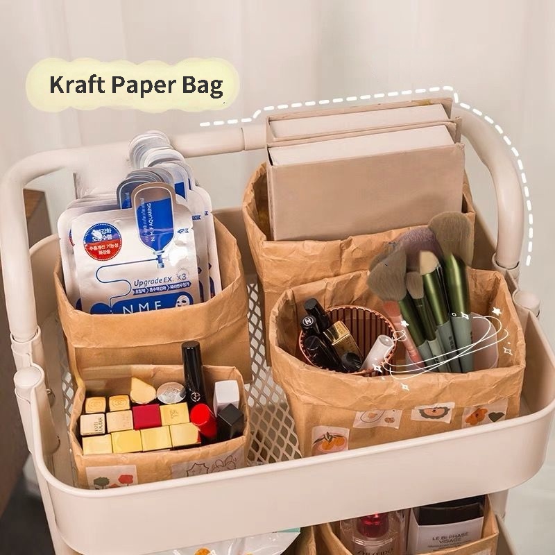 Ready Stock Foldable Kraft Paper Bag Desktop Waterproof Beg Kertas ...