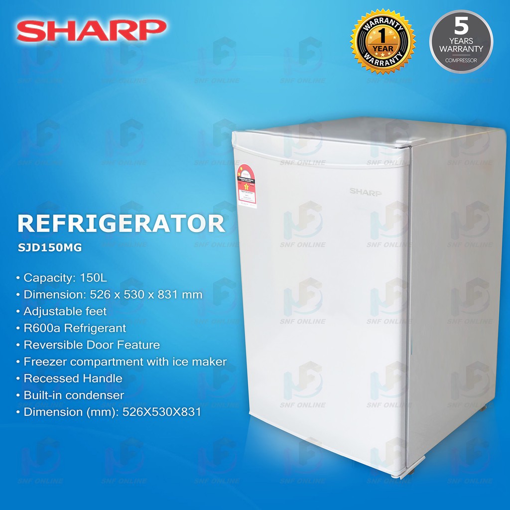 SHARP REFRIGERATOR 1 DOOR 150L SJD150MG warranty 2+1year夏普冰箱1门150L ...