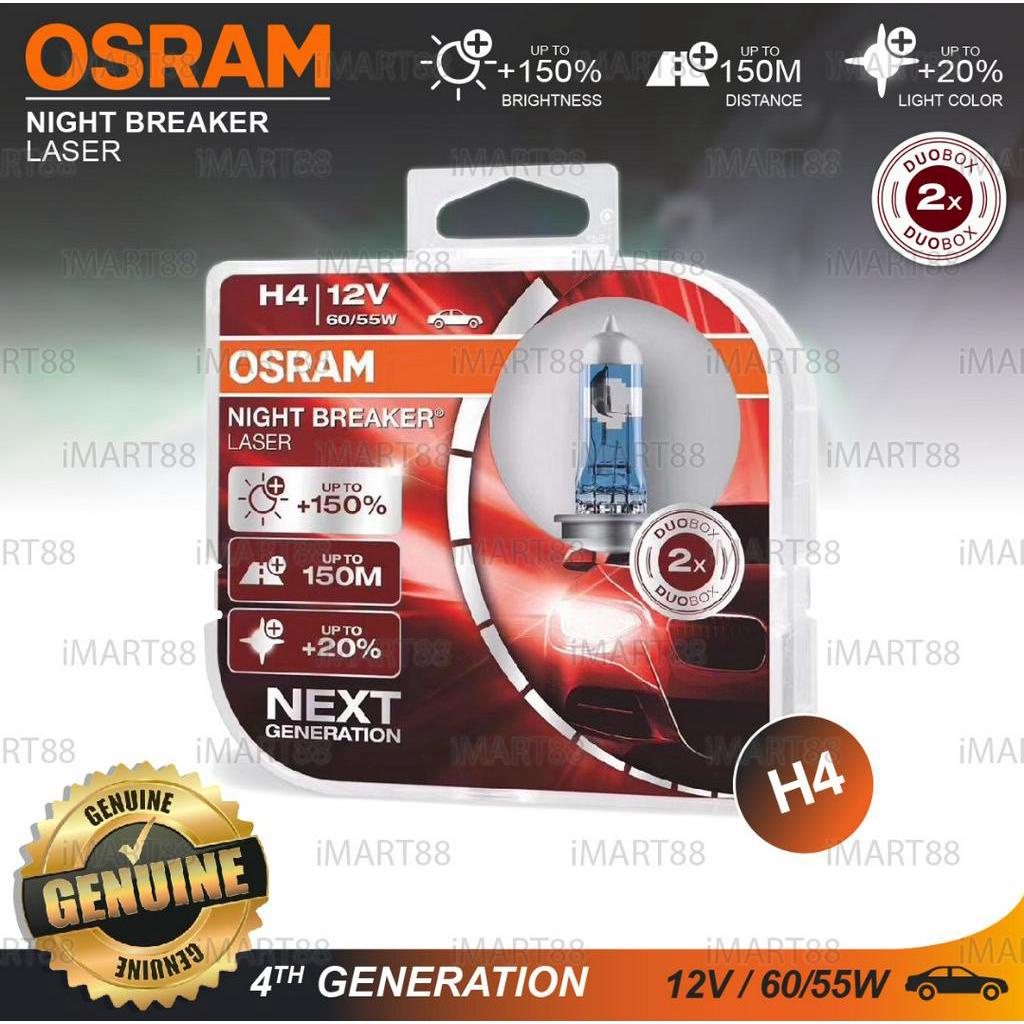 Osram Night Breaker Laser 4th Gen H4 Headlight Fog Lamp Bulb 12V 5000K ...