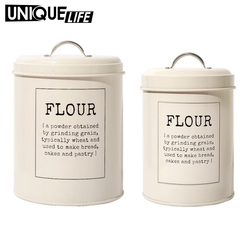 [ Metal Vintage Airtight Food Flour Storage Tin Jar 5 litres Container ...