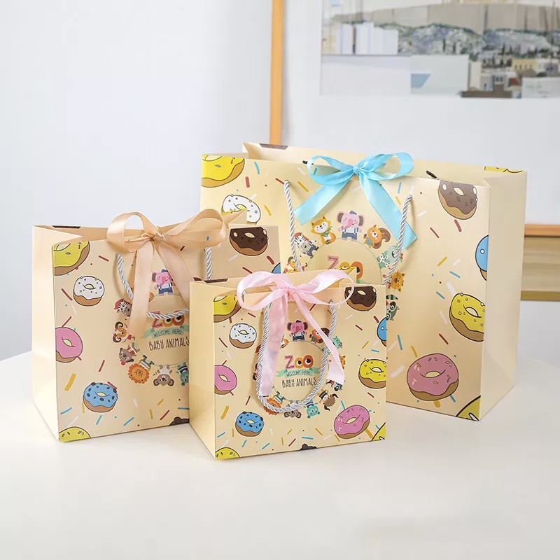 Colourful Donuts Gift Paper Bag With Random Ribbon | Cute Animal Donuts ...