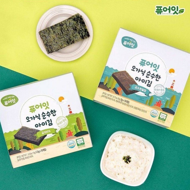 Pure Eat Organic Baby Seaweed 100% 15g (1.5g x 10pcs) | Shopee Malaysia