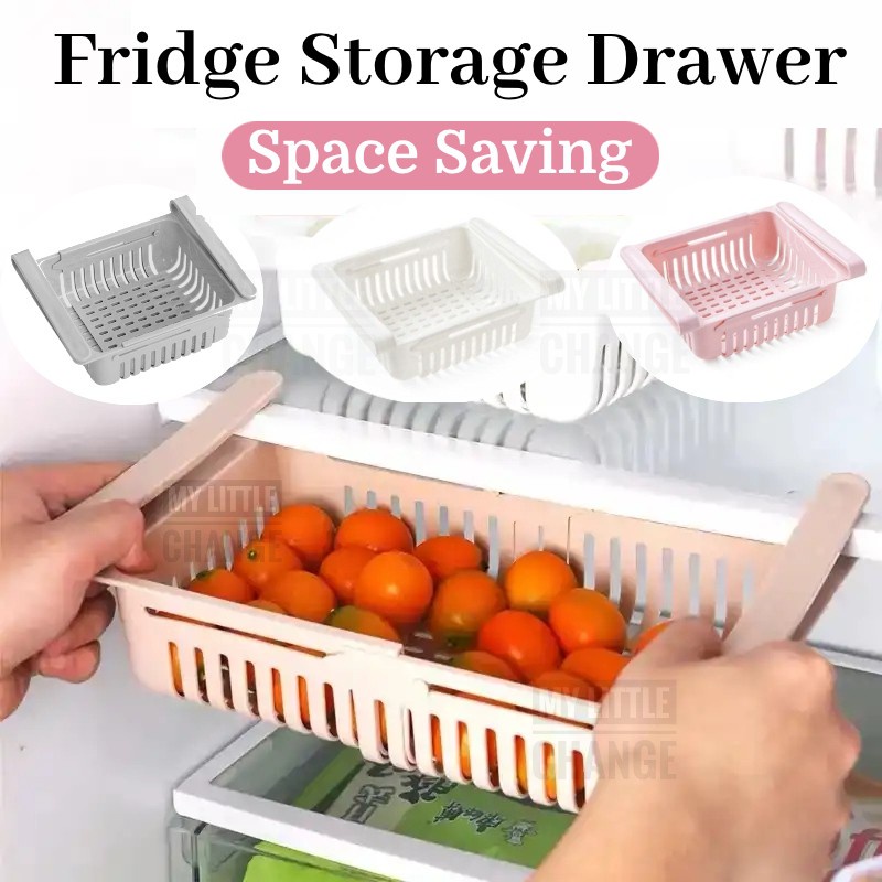 Adjustable Stretchable Fridge Organizer Food Storage Drawer Basket Pull ...