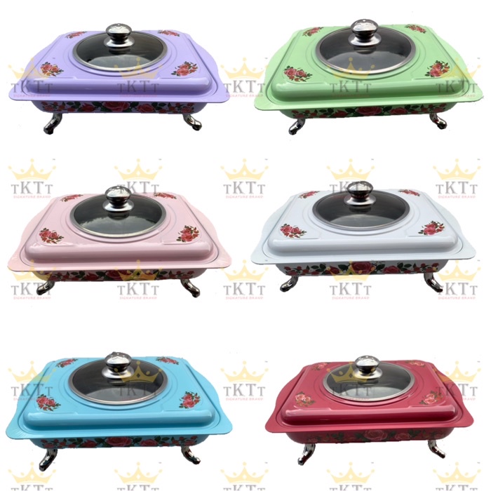 TKTT 35x27 Curve Cut Colourful Stainless Steel Embossed Buffet Food Pan ...