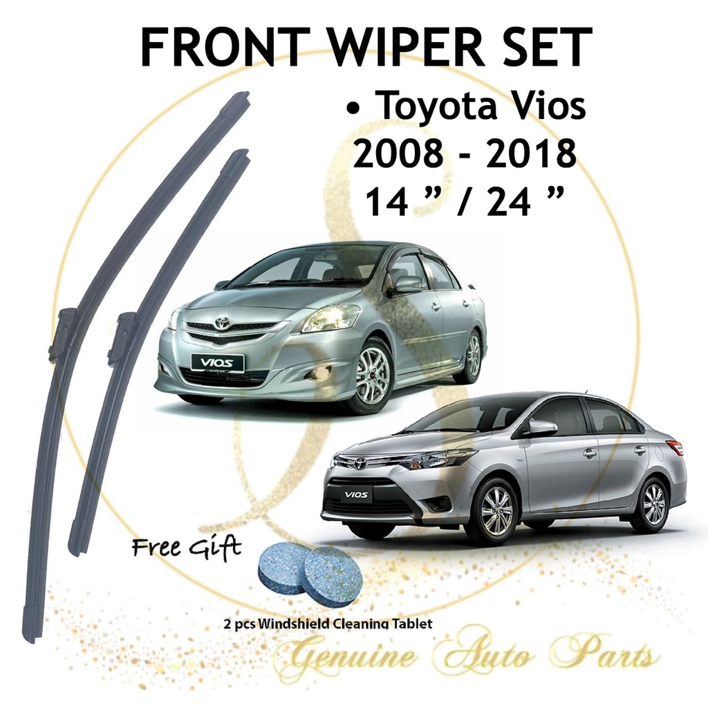 TOYOTA VIOS WIPER BLADE 2008 - 2022 JAPAN TECHNOLOGY 14’’ / 24’’ FREE WINDSHIELD CLEANING 2 ...