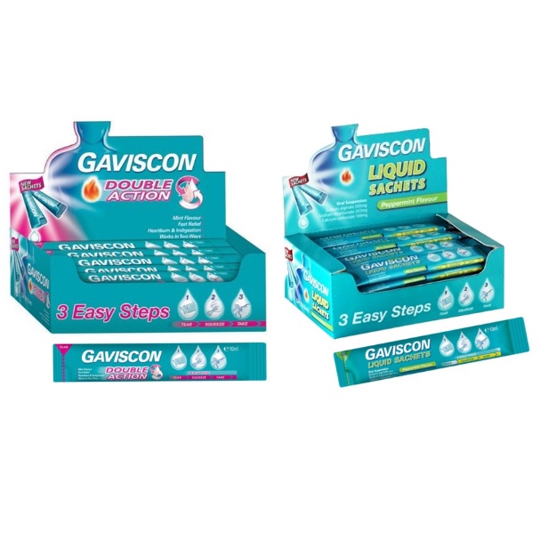 Gaviscon liquid sachet peppermint / double action (10ml x 24s) | Shopee ...