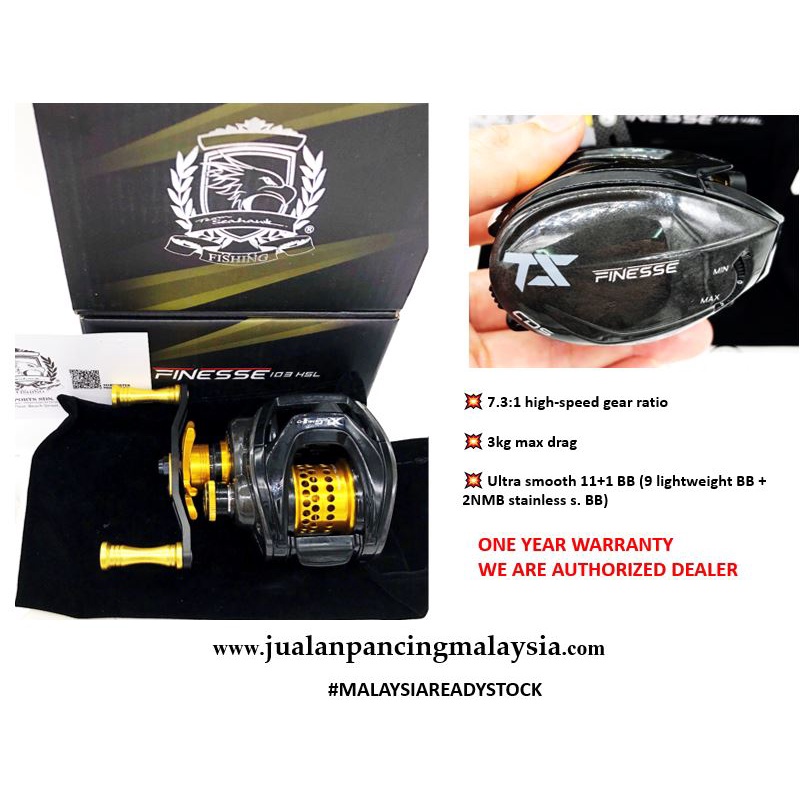 TEAM SEAHAWK BC CASTING REEL FINESSE 103HSL , LEFT HANDLE READY STOCK ...