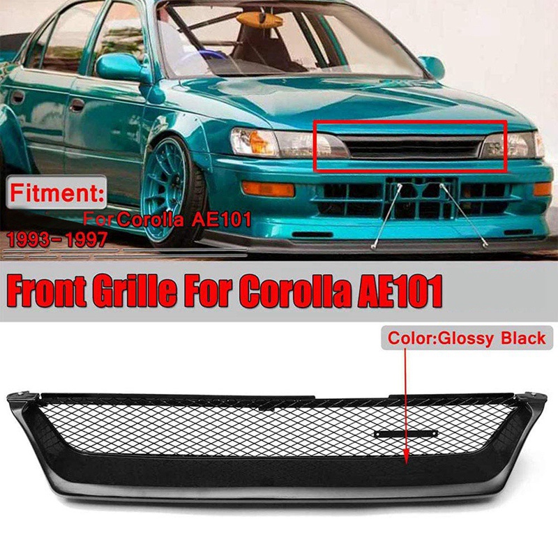 Car Front Bumper Mesh Grill Grille Gloss Black Racing Grills for Toyota ...