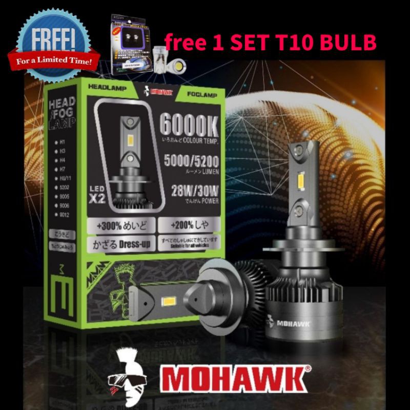 Original MOHAWK LED BULB HIGH POWER 4300K 6000K HEAD LAMP FOG Light H1 ...
