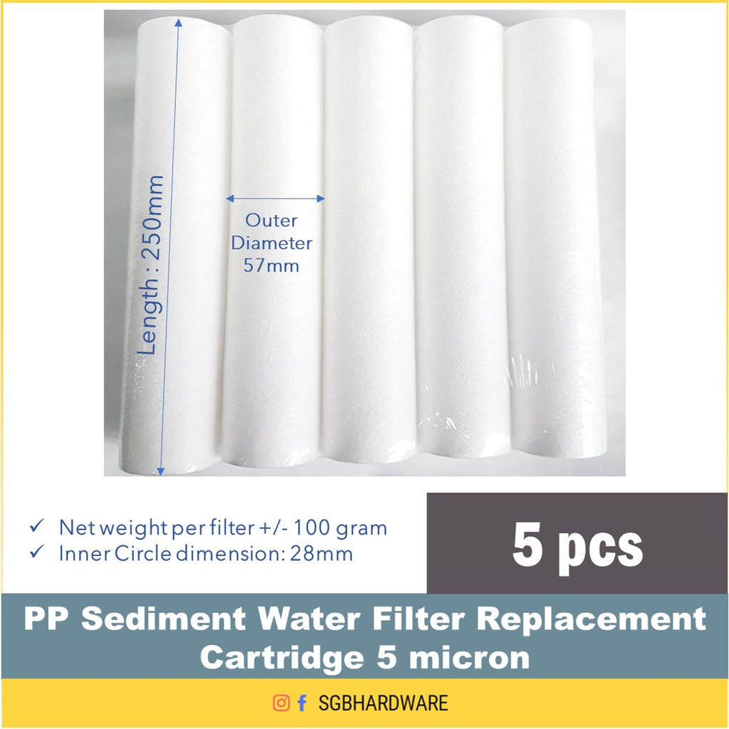 PP Sediment Water Filter Replacement Cartridge Filter Refill (5pcs ...