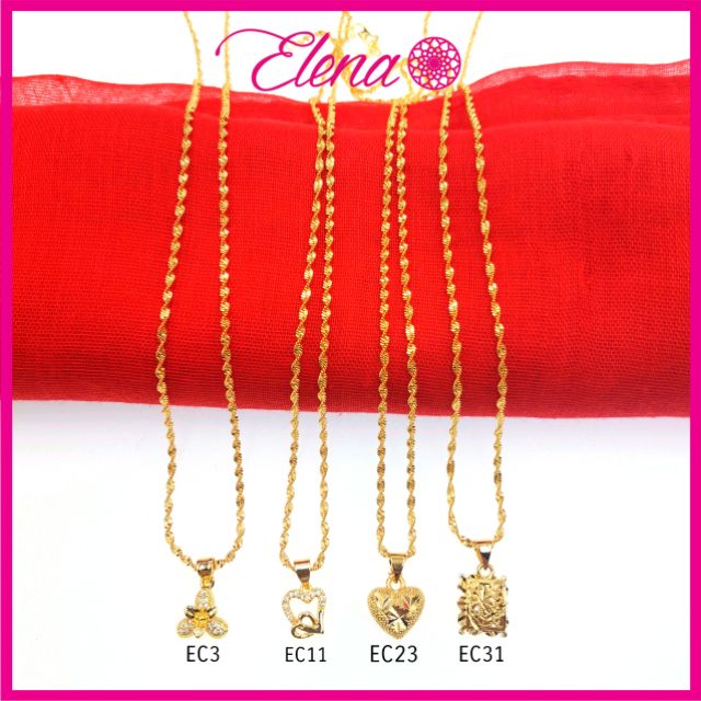 Elena Emas Korea Necklace Set - Rantai Leher +Loket (EC3) (EC11) (EC23) (EC31) | Shopee Malaysia