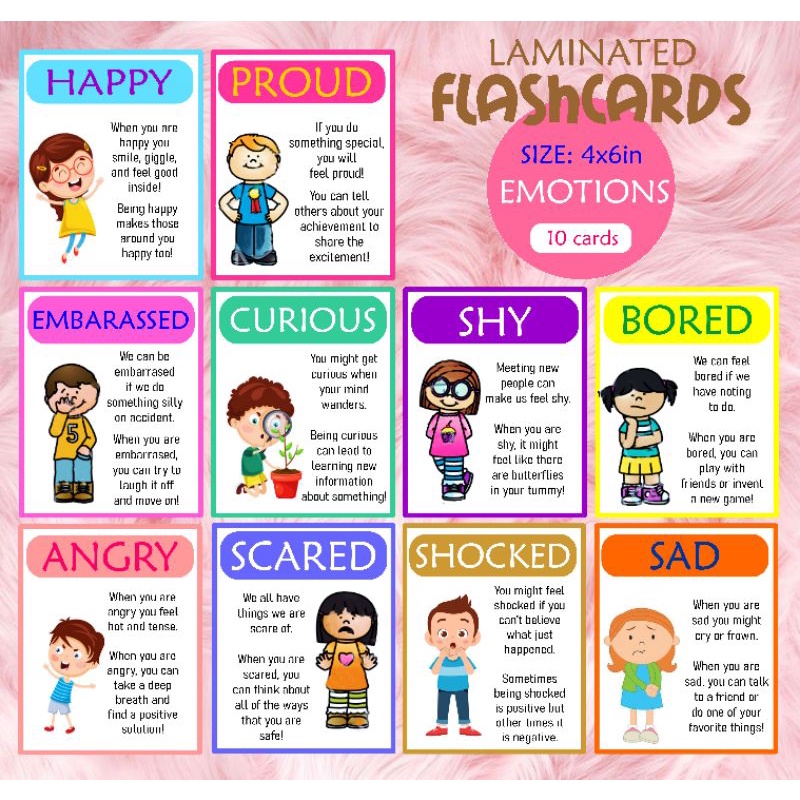 Emotions Laminated Educational Emotions Flashcard /Charts | Shopee Malaysia