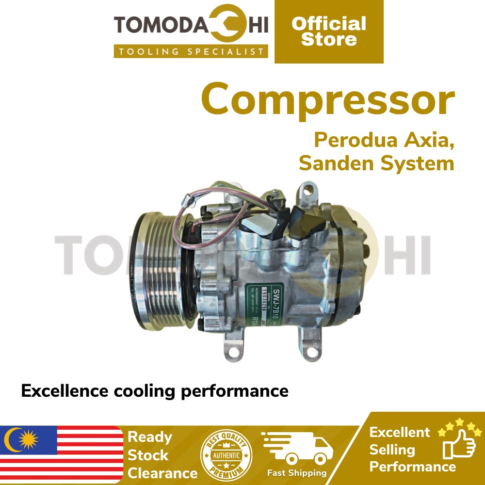 TOMODACHI Car Aircond Compressor SANDEN SD Perodua Axia | Kompressor ...