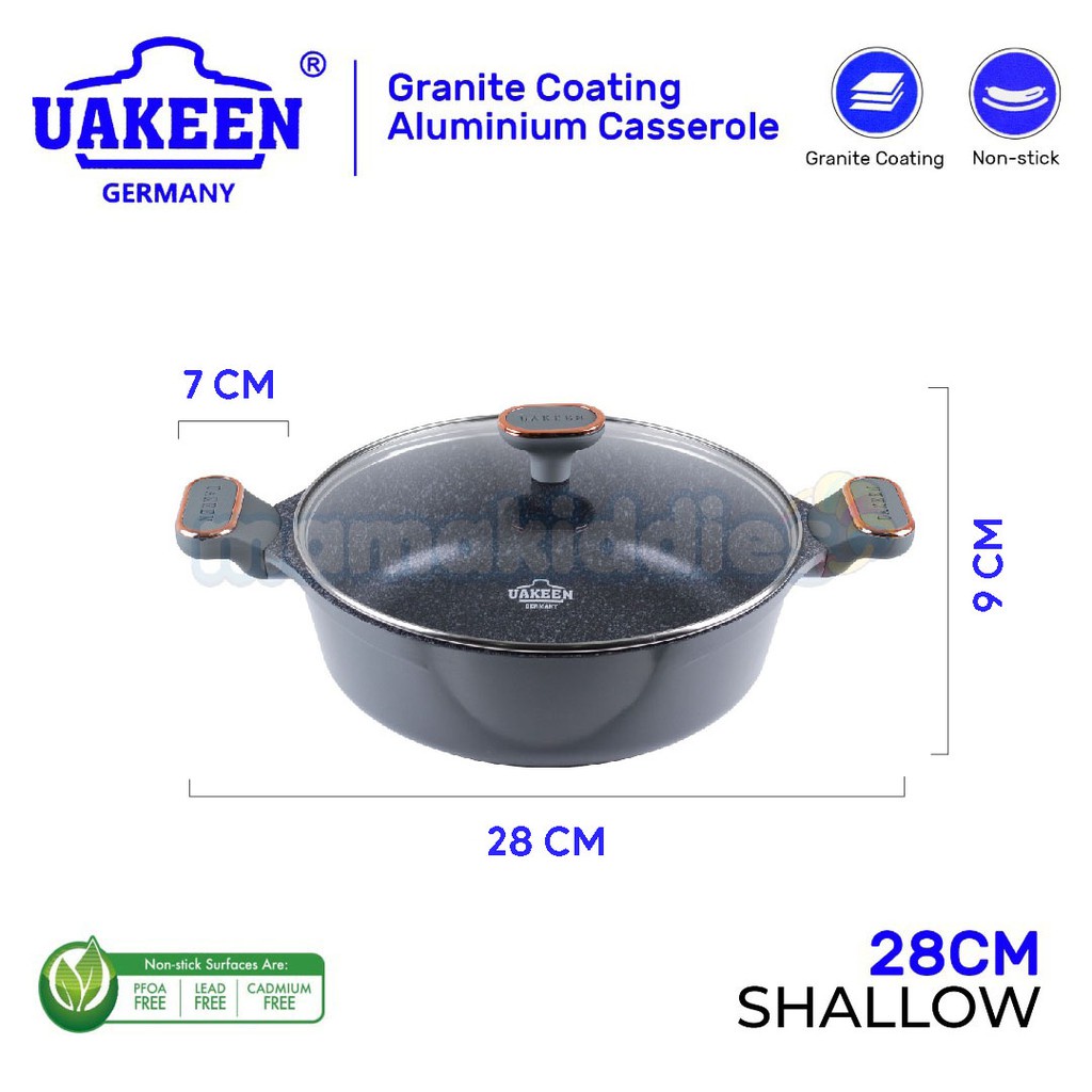 (MINOR DEFECT) Uakeen Original 20-32Cm Deep Frying Pan Granite Non ...