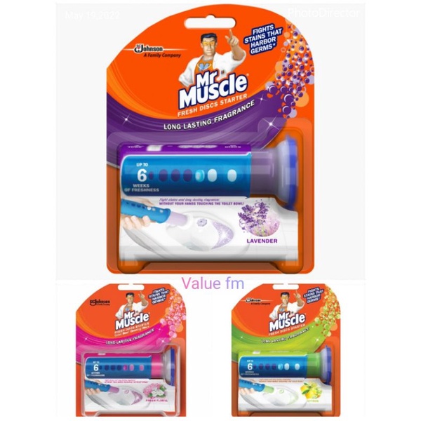 Mr muscle Fresh Discs Starter Toilet bowl cleaning x1 6 Gel Discs ...