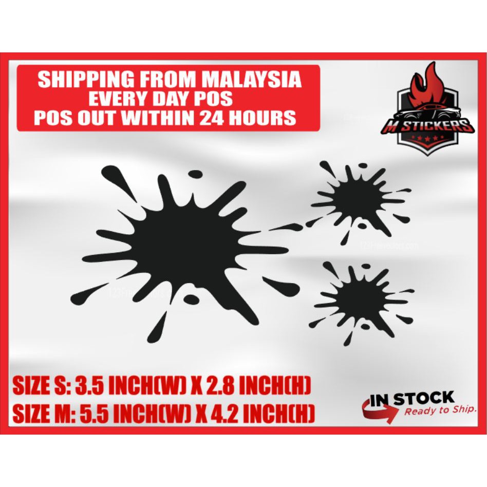 [M STICKERS] SPLASH WATER DESIGN 2 STICKER KERETA MYVI AXIA ALZA BEZZA ...