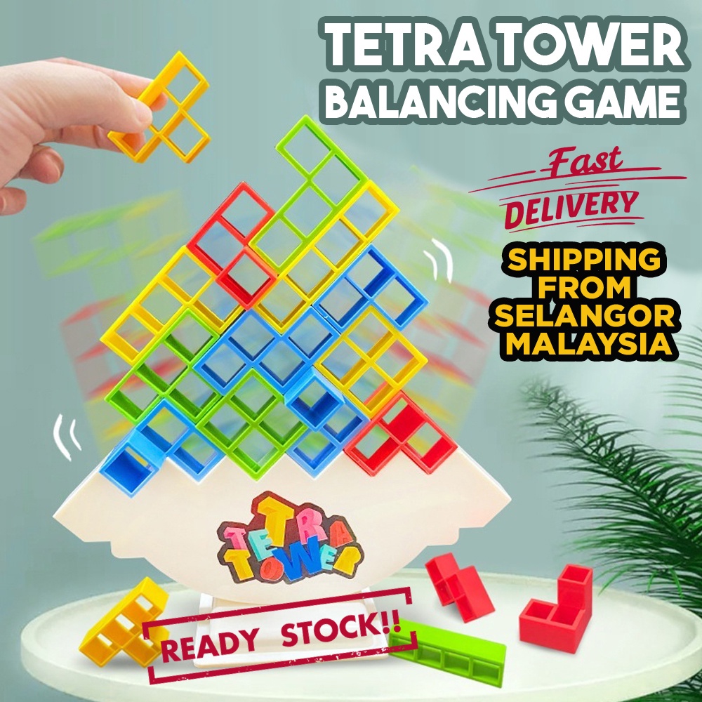 𝗧𝗲𝘁𝗿𝗮 𝗧𝗼𝘄𝗲𝗿 Russian Building Blocks Balance Game Mainan Family Tetris ...