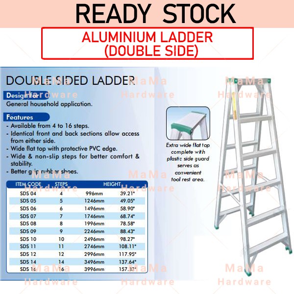 Everlas Asteri DS06 Double Side Ladder 6 Step Aluminium Ladder | Shopee ...