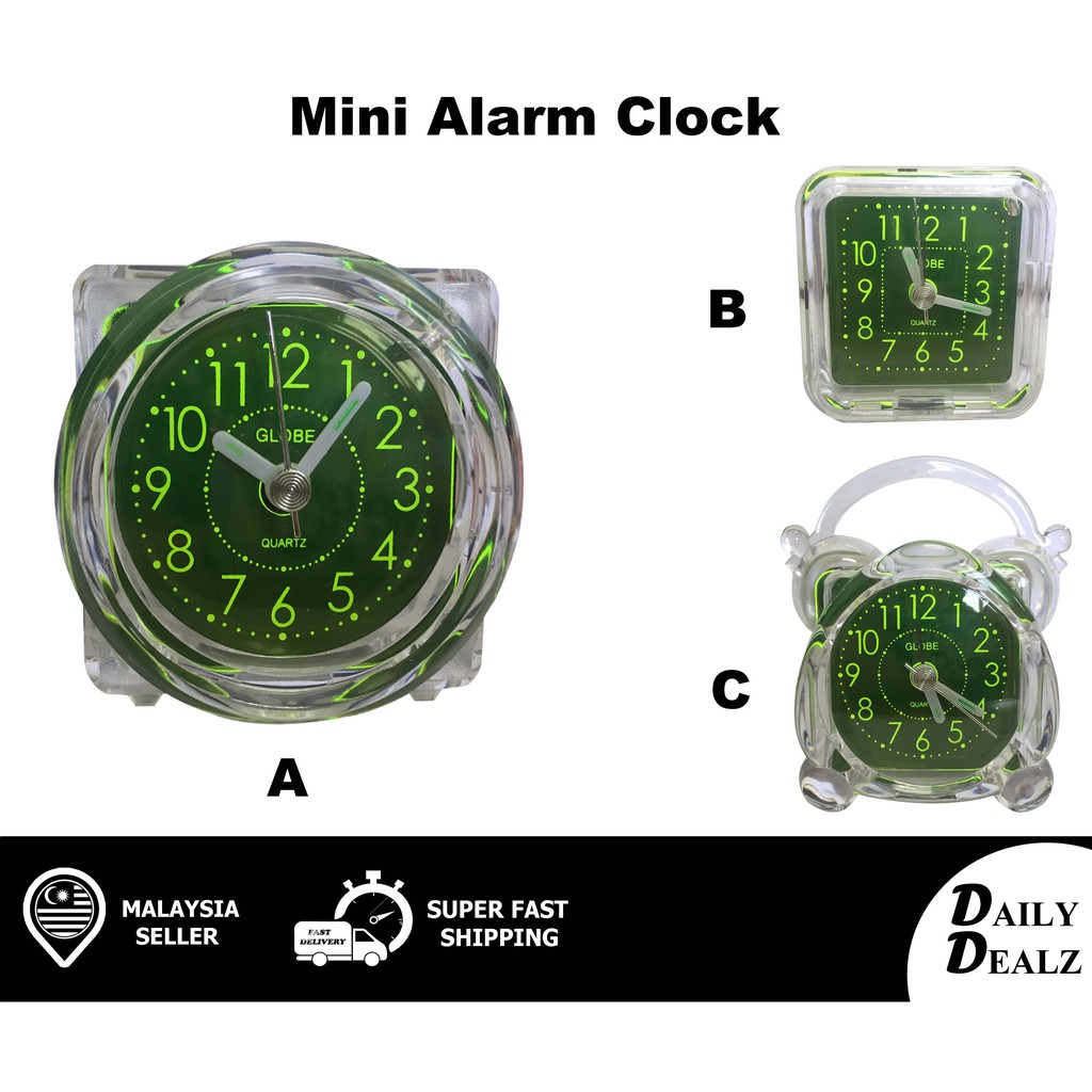 Mini Transparent Travelling Alarm clock/Jam Loceng Mini Lutsinar - Loud ...