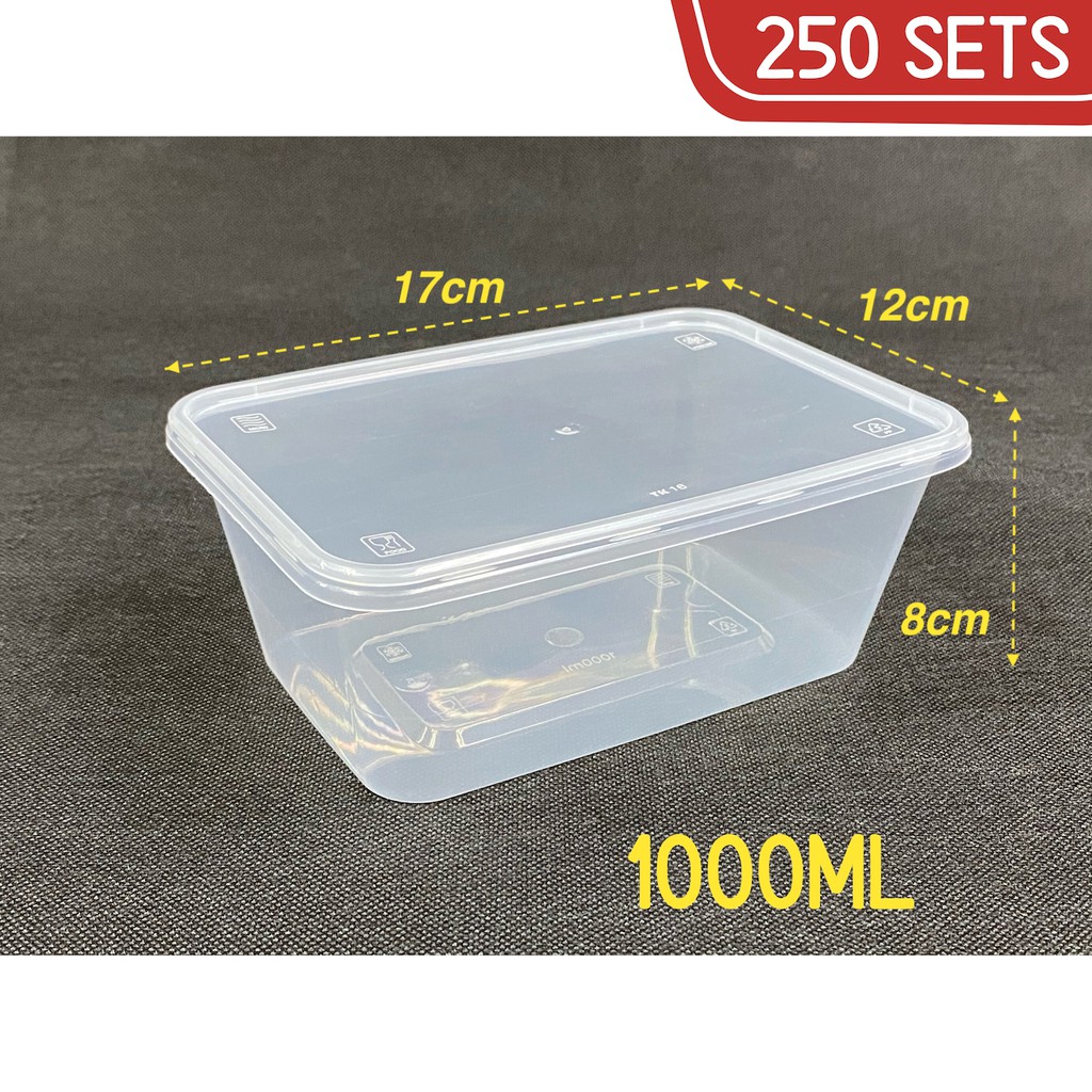 Rectangular Plastic Food Container With Lid 1000ml / Bekas Makanan ...