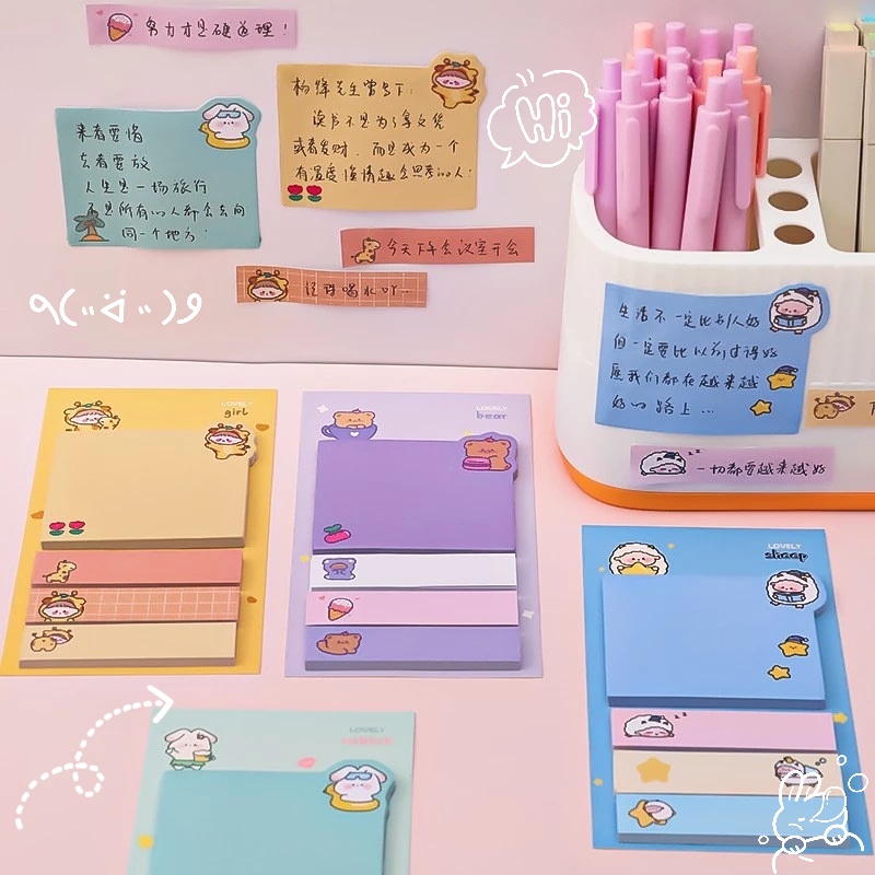 80Sheets/Set Cute Self-Adhesive Index Post Sticky Notes / Four Styles ...