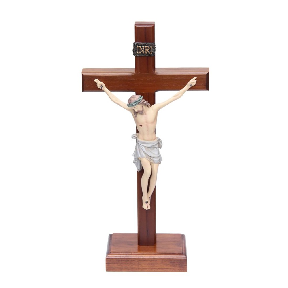 Premium Poly Teak Catholic Sitting Cross 39cm/Catholic Cross/Table ...