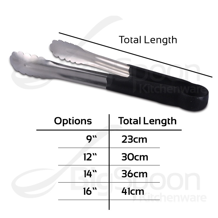 BIGSPOON Food Tong Stainless Steel Clipper with Rubber Grip/BBQ Pasta ...