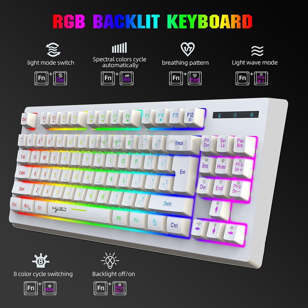 87-key Wired Type-c Mechanical Gaming Membrane Keyboard RGB Backlight ...
