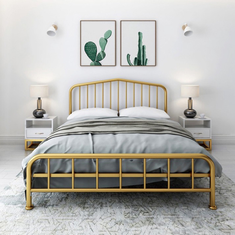 Soft Fabric Katil Queen Iron Bed Frame Scandinavian Tilam Bedroom ...