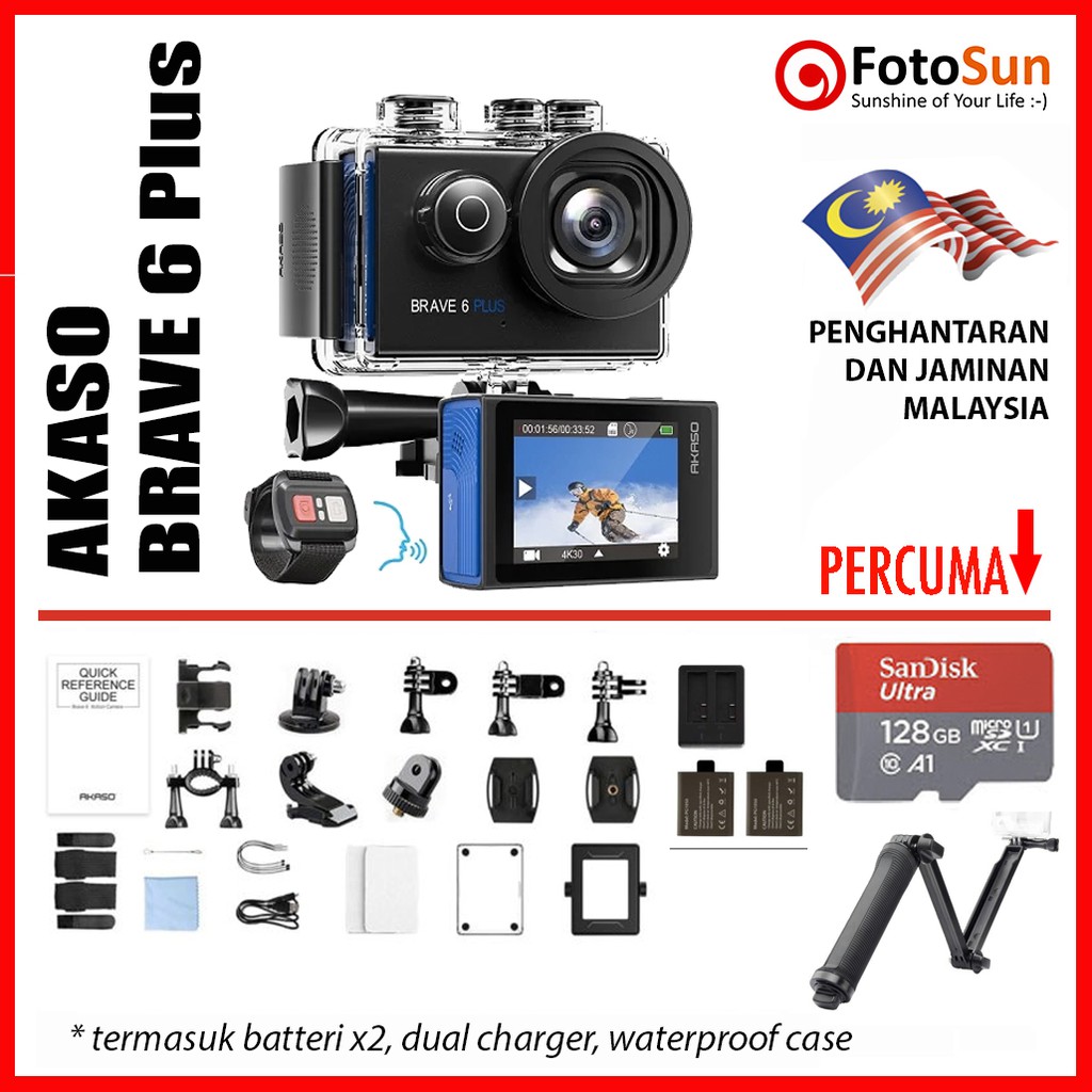 AKASO Brave 6 Plus - Anti Shake 4K Native action camera - 1 TAHUN ...