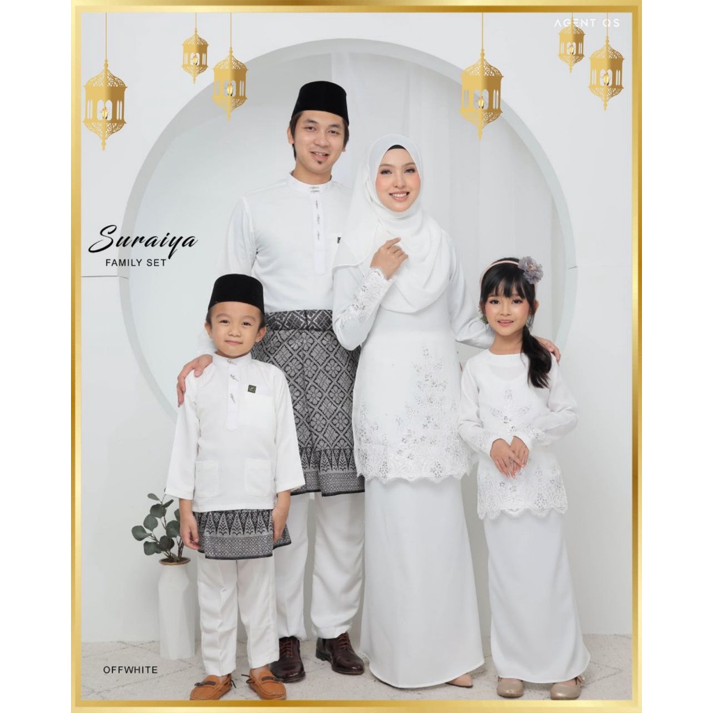 (OFF WHITE) SET FAMILY RAYA 2022. BAJU RAYA SEDONDON IBU ANAK. SET IBU ...