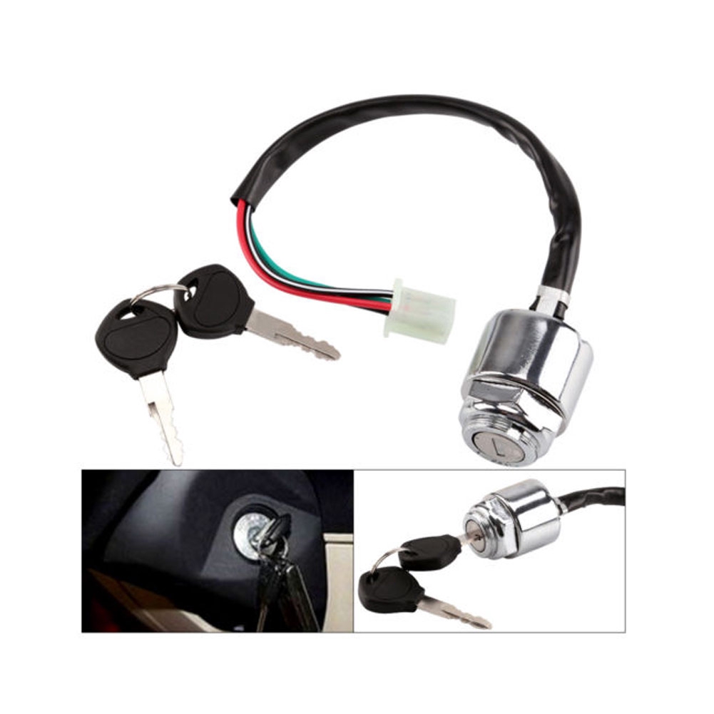 Universal Motorcycle Ignition Barrel Key Switch 4 Wire On/Off Pit ...