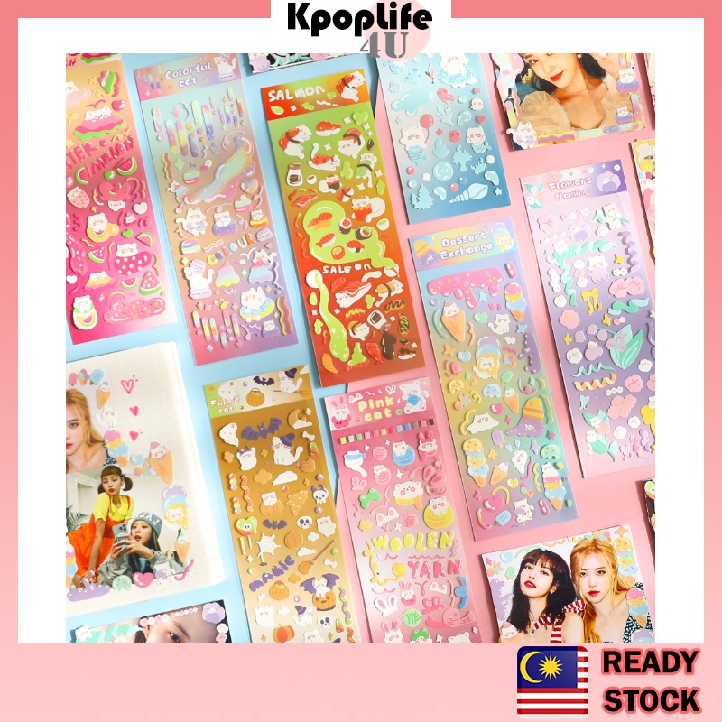Korea Ins Candy Cutie Colourful Deco Stickers Photocard Album Binder ...