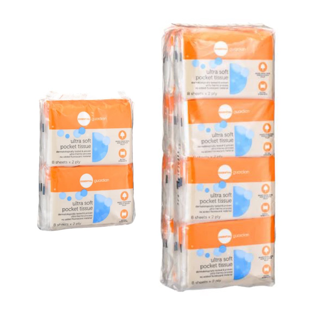 Guardian Ultra Soft Pocket Tissue White Small Unscented Cleaning Tissue ...