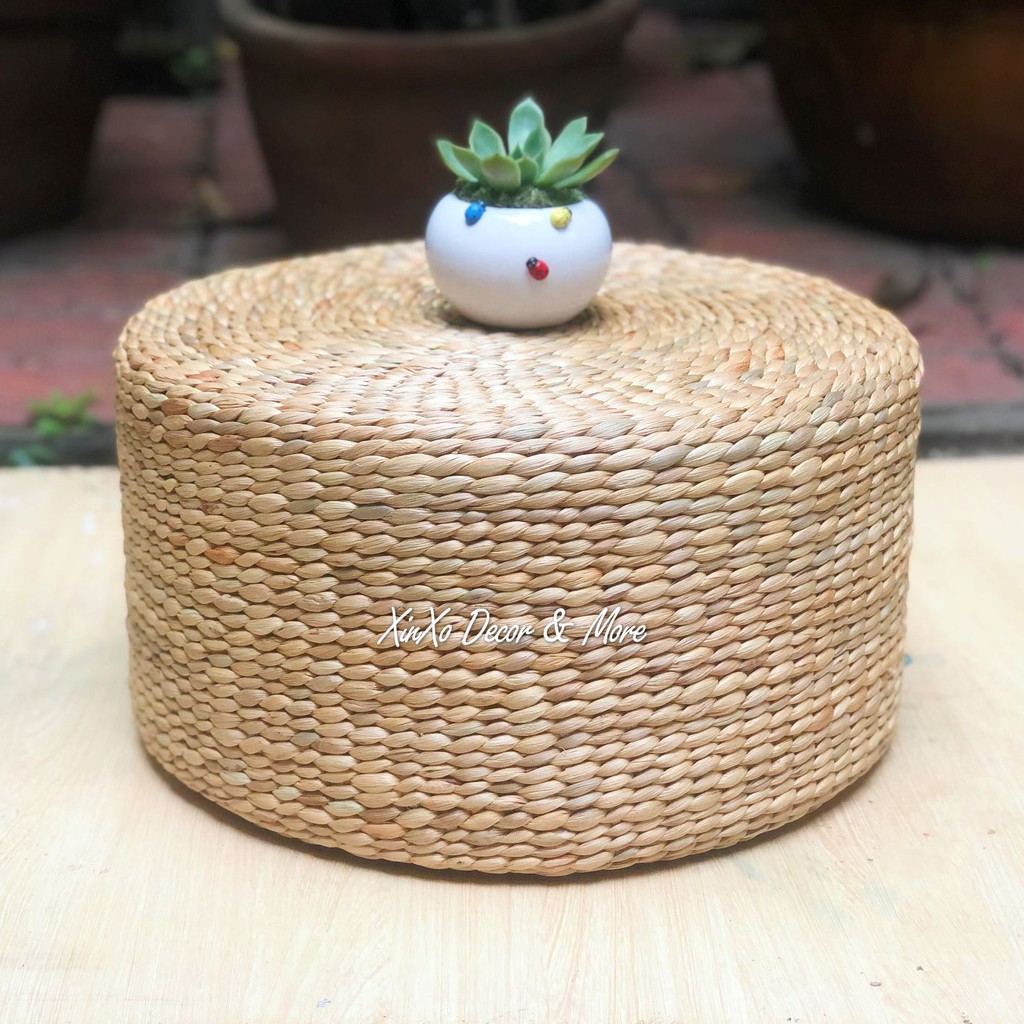 Multifunctional hyacinth stool D40 x H20 cm / Round water hyacinth ...