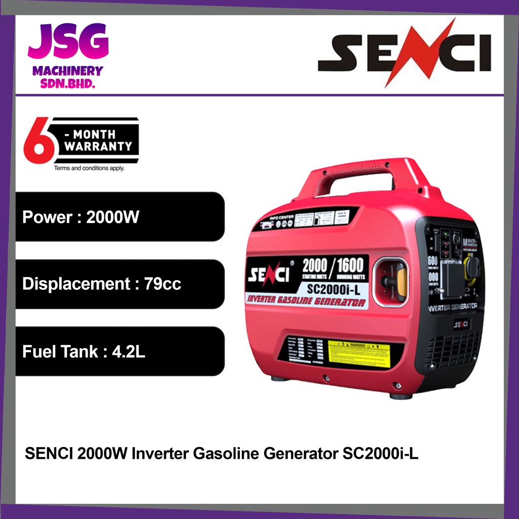 SENCI SC2000IL 79CC Single Phase Silent Inverter Generator 2000W ...