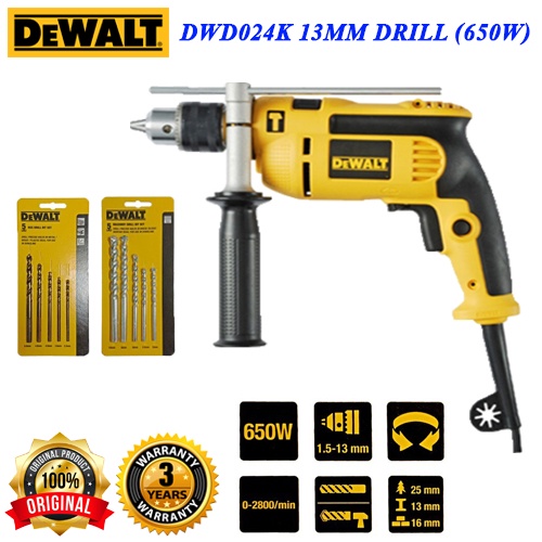 DEWALT DWD024K 13MM [650W] PERCUSSION DRILL ELECTRIC Impact Hammer ...