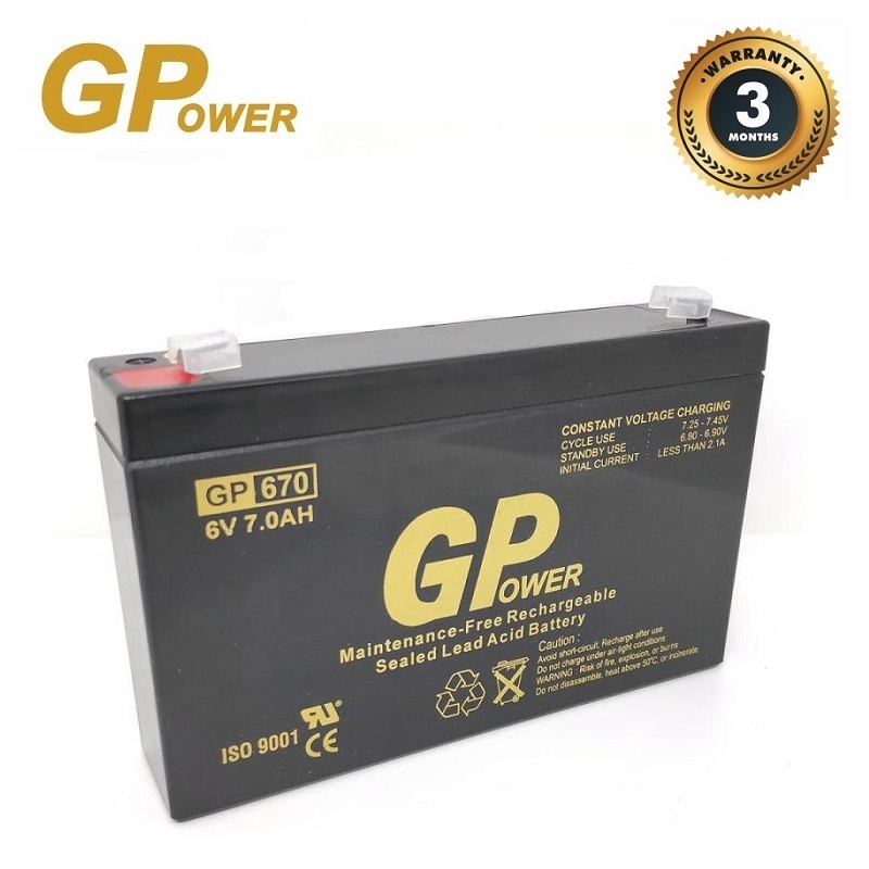 GPOWER 6V 7Ah Rechargeable Sealed Lead Acid Battery - GP670 | Shopee ...