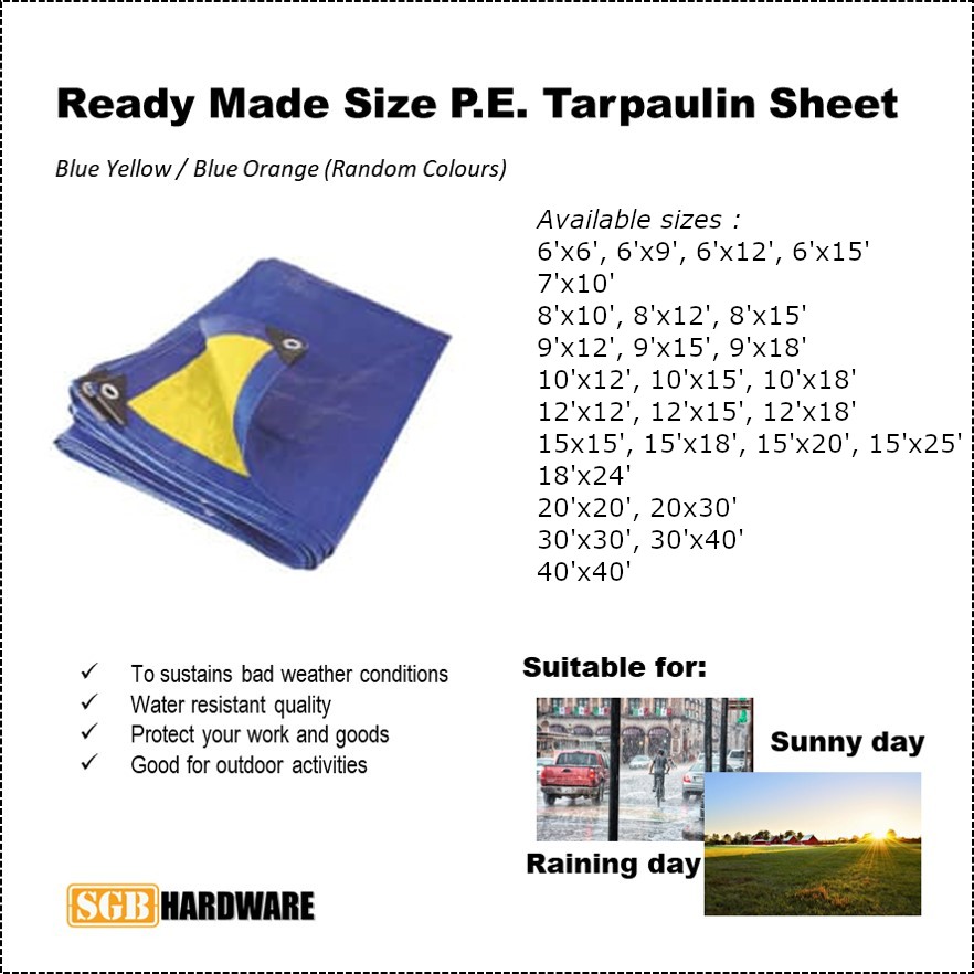 40ft X 40ft Waterproof Ready Made Tarpaulin Sheet Canvas - (Random ...