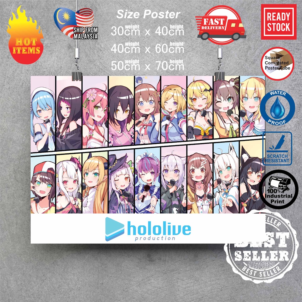 (READY STOCK) Hololive Production poster | Anima Wall Deco poster ...