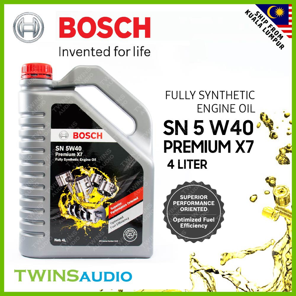 BOSCH Engine Oil SN 5W40 Premium X7 Fully Synthetic Engine Oil | Shopee ...