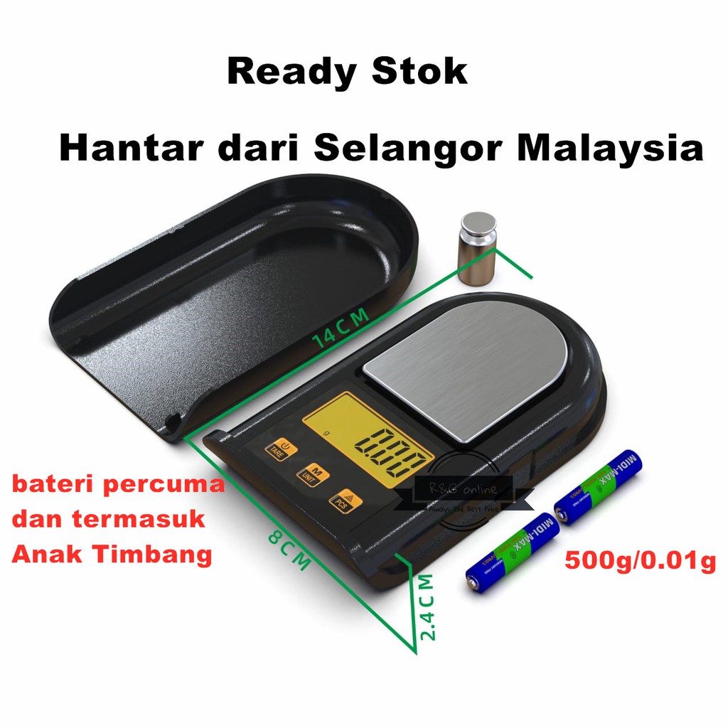 500g 0.01g Penimbang Emas Mini Scale Timbang Digital Pocket Scale ...