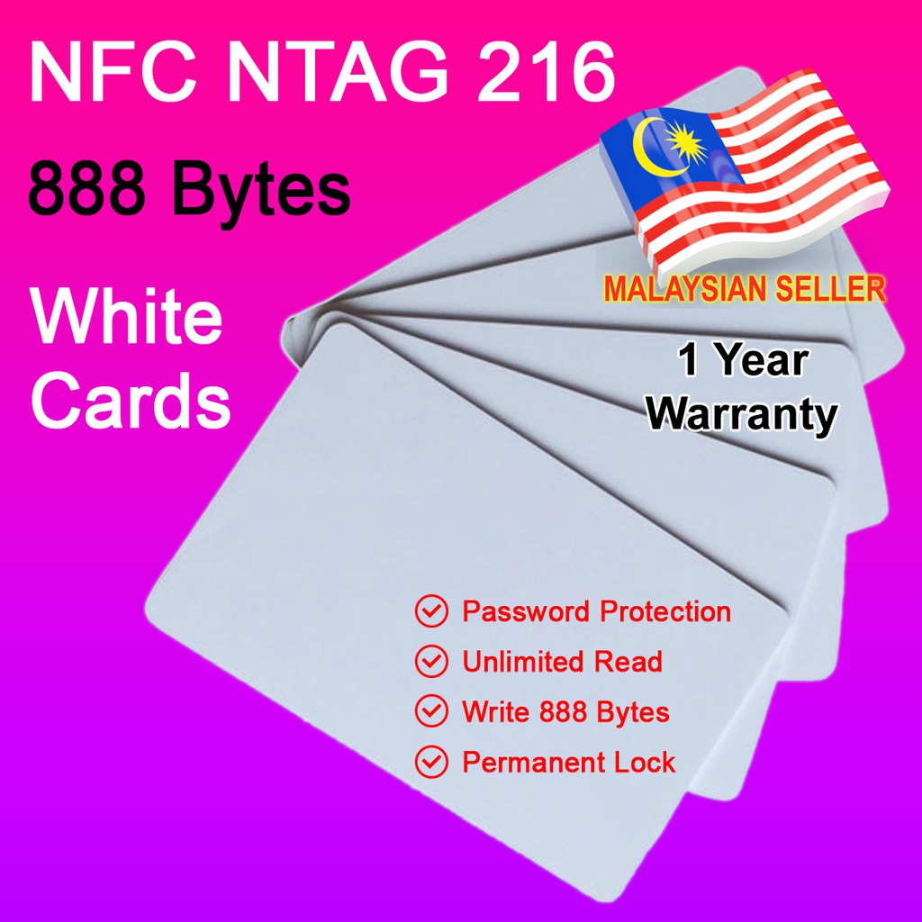 NFC Tag NTAG 216 White Card 888 Bytes Writable NTAG216 NFC216 | Shopee ...