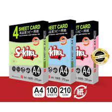 Four/4 Sheet Card A4 Paper/COLOR PAPER JAPAN SAKIRA 210GSM 100's (Light ...