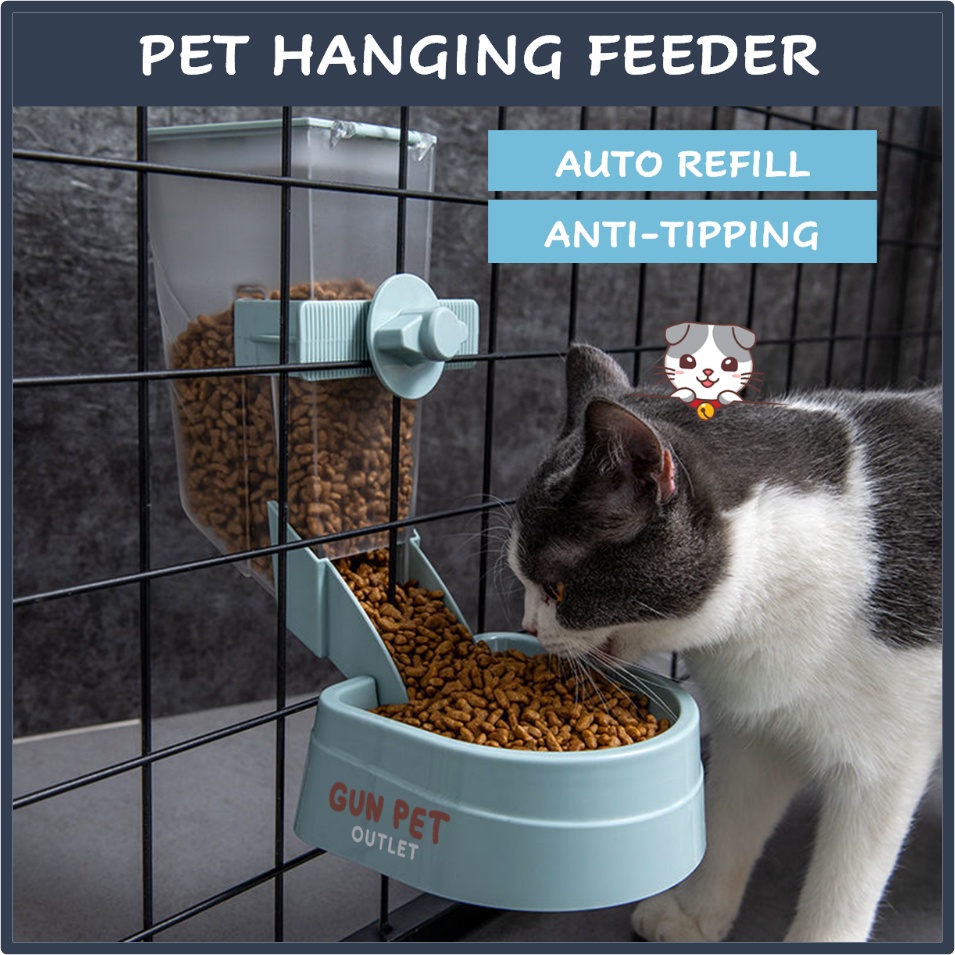 GUN PET Automatic Hanging Food Feeder Water Dispenser Dog Cat Cage Bowl ...