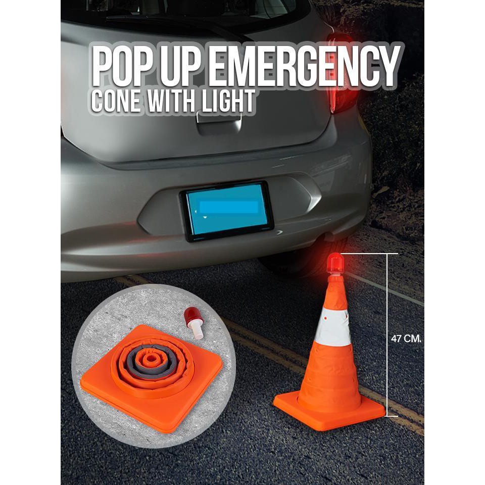 14" Road Emergency Cone with Light Portable Safety Cone Kon Kecemasan ...
