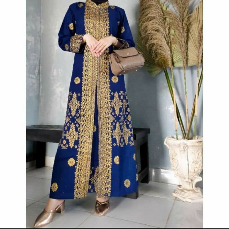 Palembang NAVY GOLD SONGKET BATIK GAMIS | Shopee Malaysia