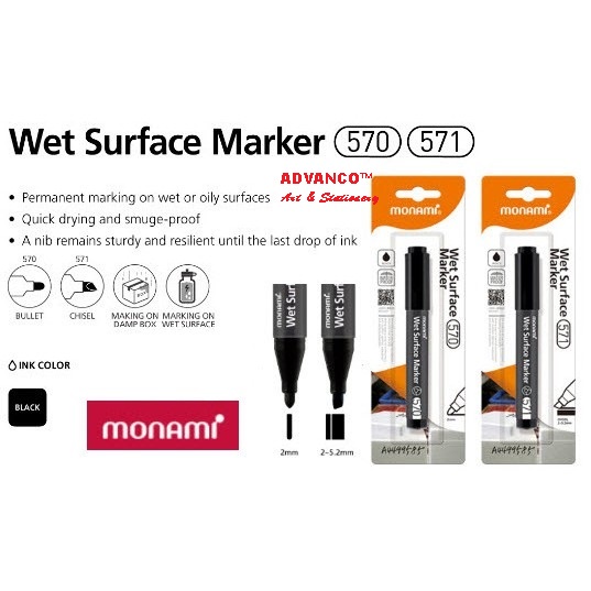 MONAMI WET SURFACE MARKER 570 & 571 (BULLET & CHISEL) READY STOCK ...