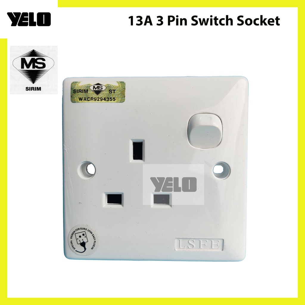 13A 3 Pin Switch Socket 13A Switches Wall Switch Wall Socket Soket ...