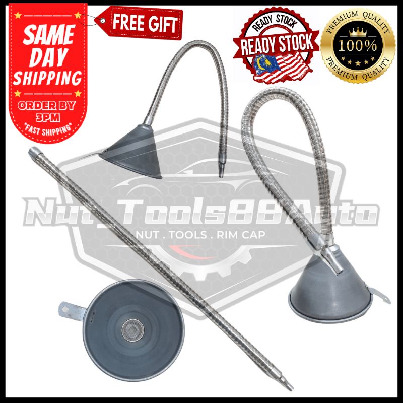 Taiwan Tool 100% Heavy Duty Flexible 365度Metal Funnel (Long) - 630MM 油漏 ...